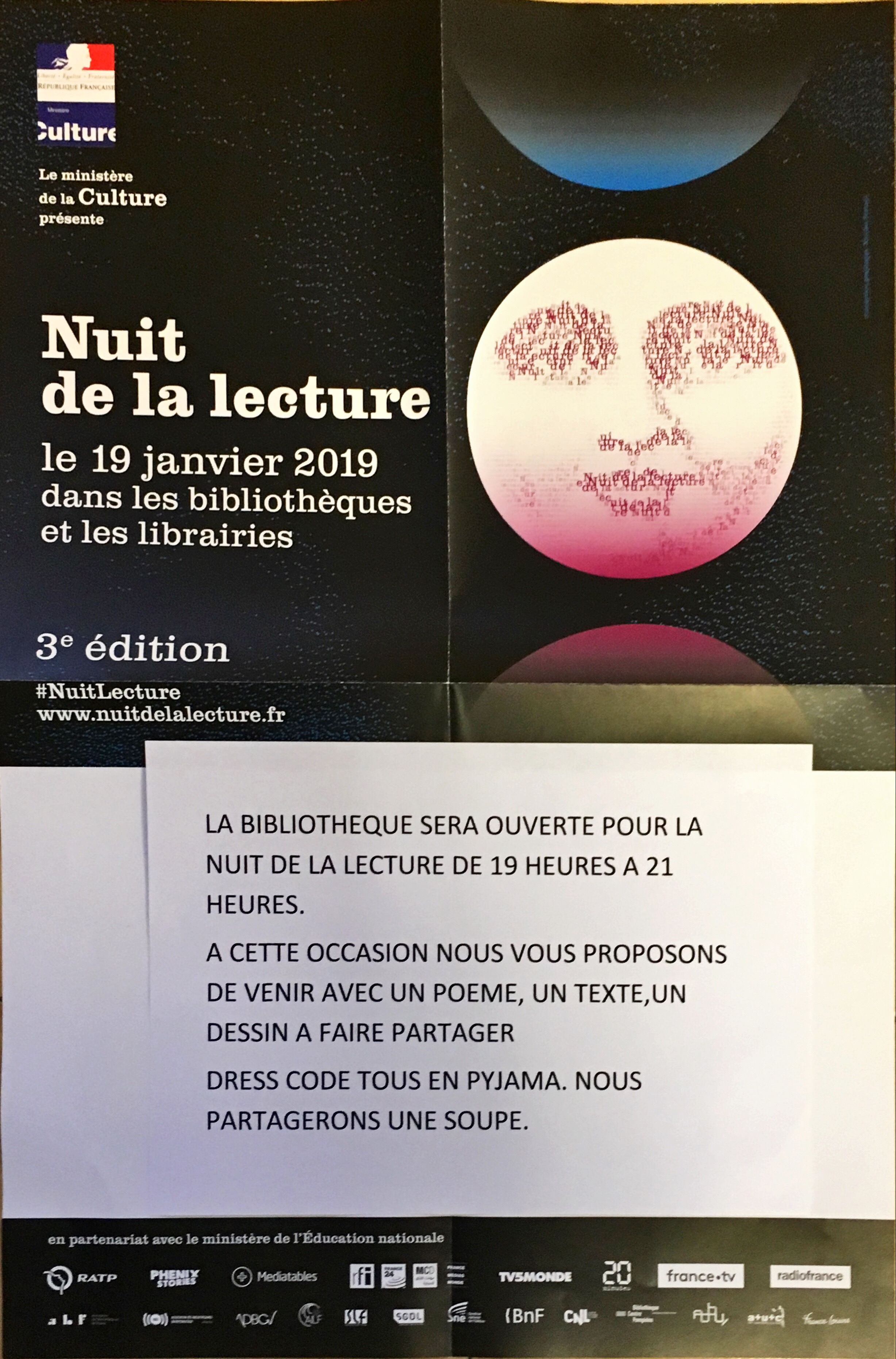 Nuit de la lecture affiche – Saint Jean de Cornies